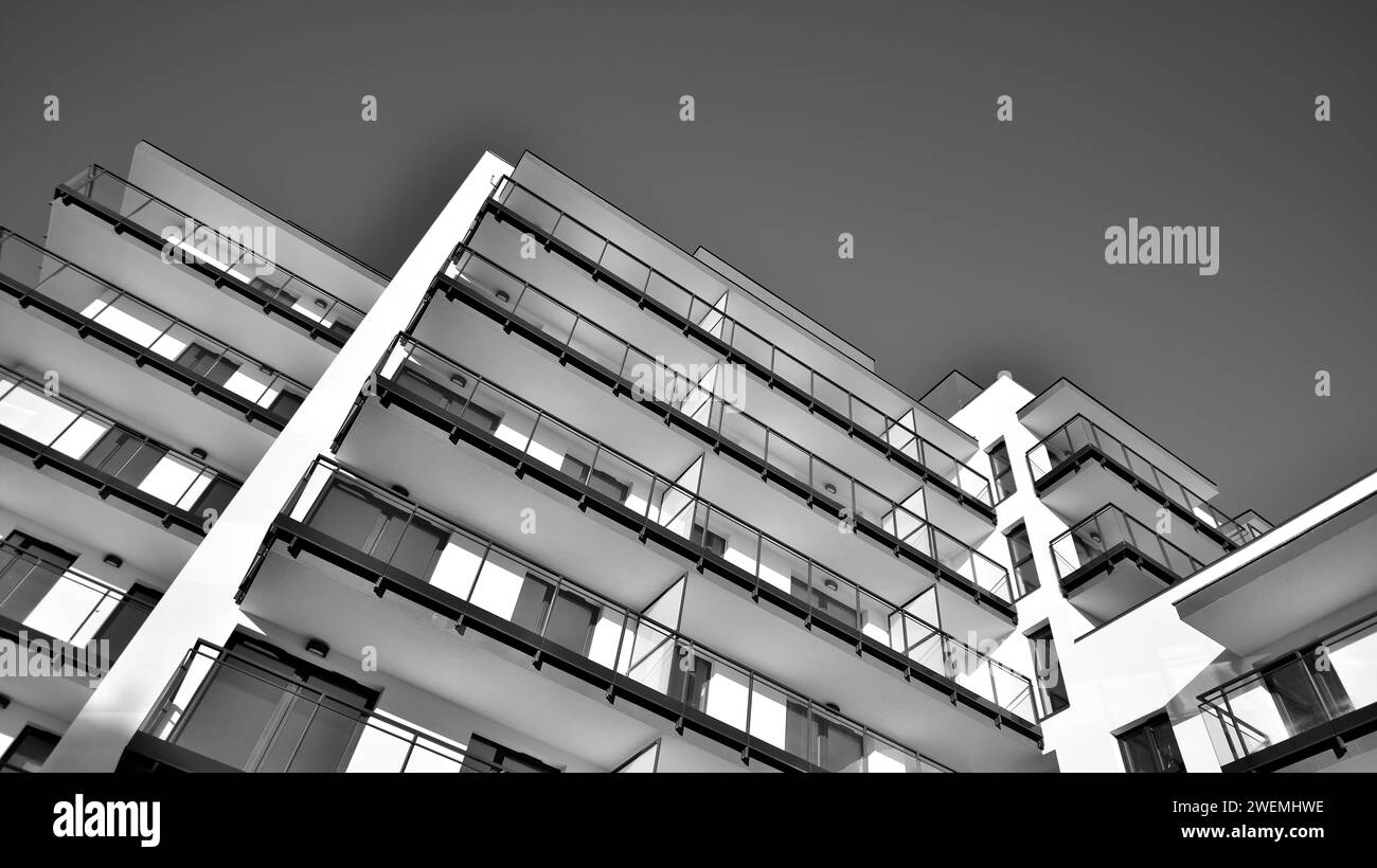 Modern apartment buildings on a sunny day. Facade of a modern apartment ...