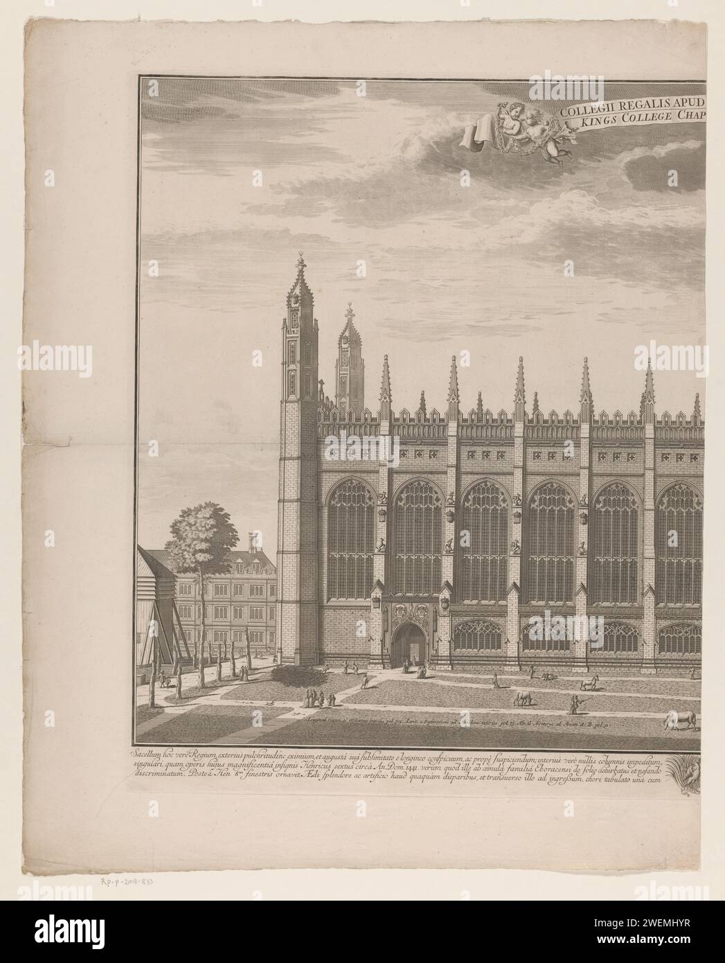 View of the chapel of King's College, Cambridge (left part), Johannes ...