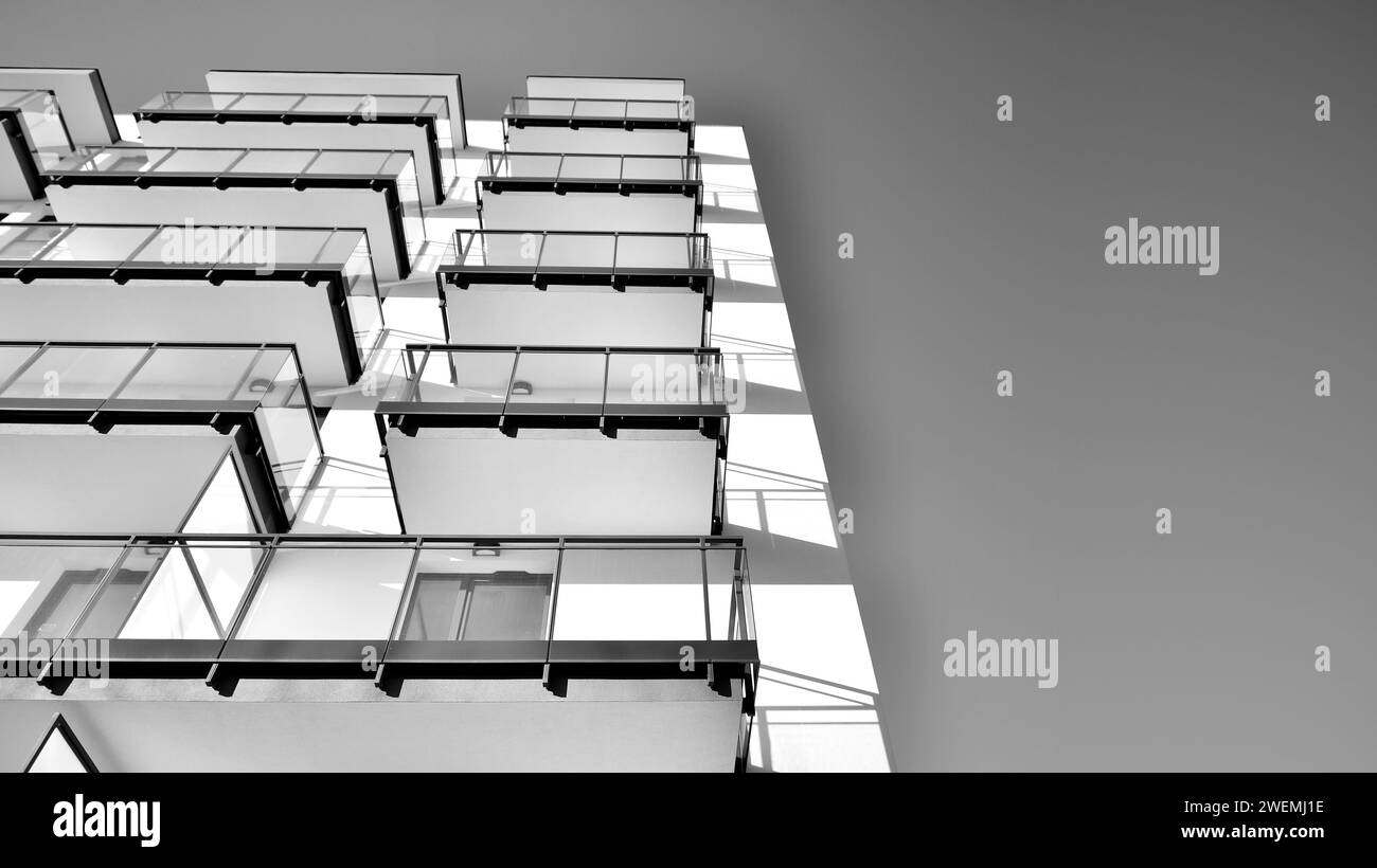 Modern apartment buildings on a sunny day. Facade of a modern apartment ...