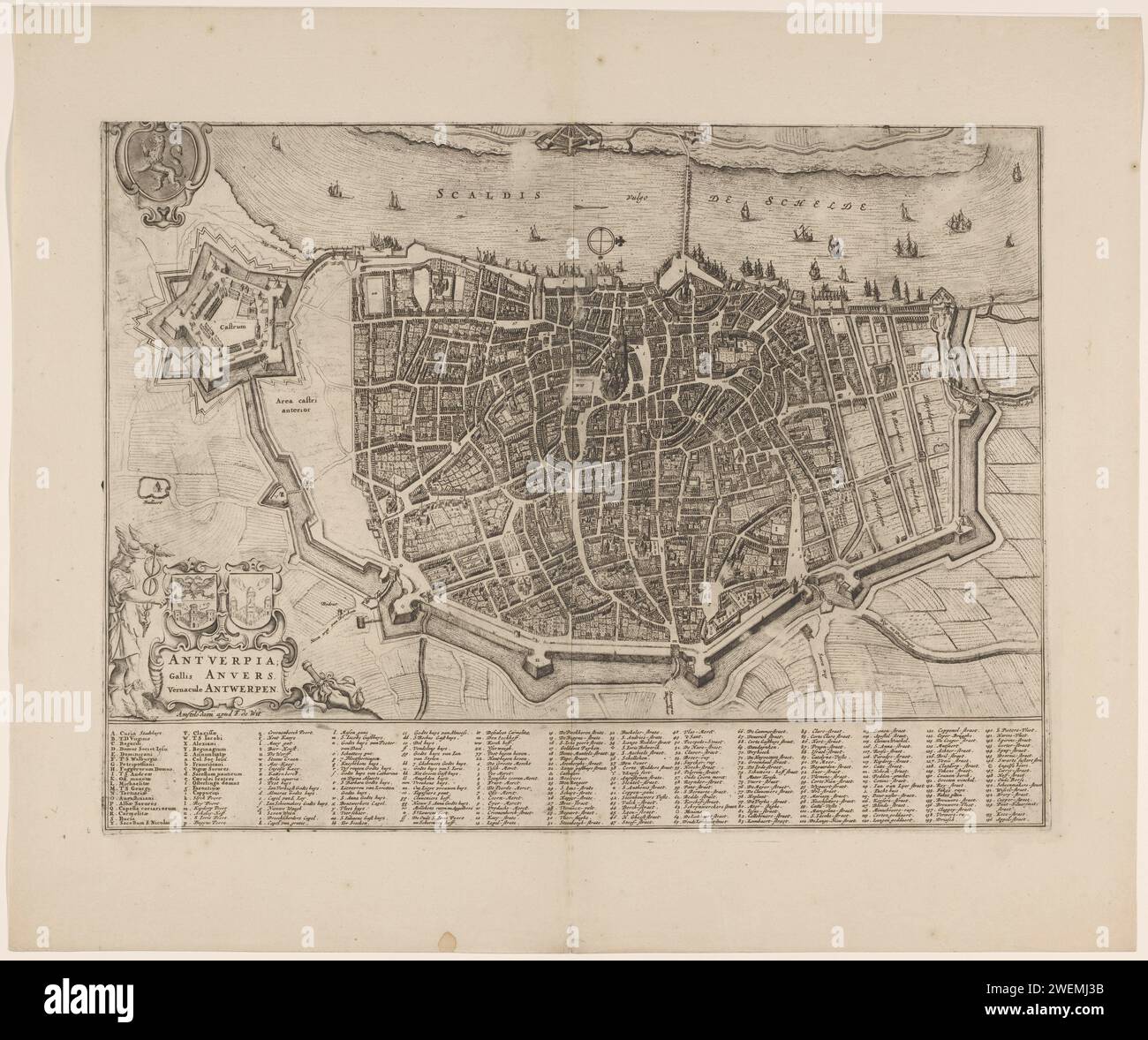 Map of Antwerp, c. 1694 - 1706 print Map of Antwerp with buildings in a ...