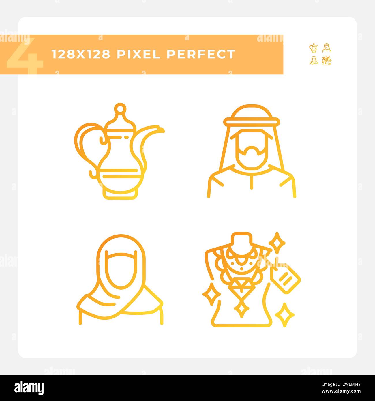 Unique arabic culture gradient linear vector icons set Stock Vector ...