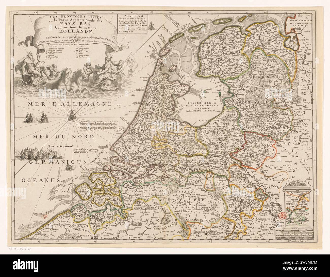 Map of the Republic of the Seven United Netherlands, 1690 print French ...