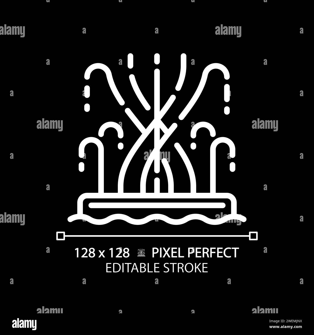 Dubai fountain white linear icon for dark theme Stock Vector Image ...