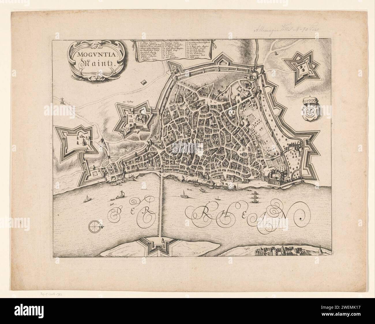 Main plan of Mainz, Anonymous, 1657 - 1690 print Main plan of Mainz ...