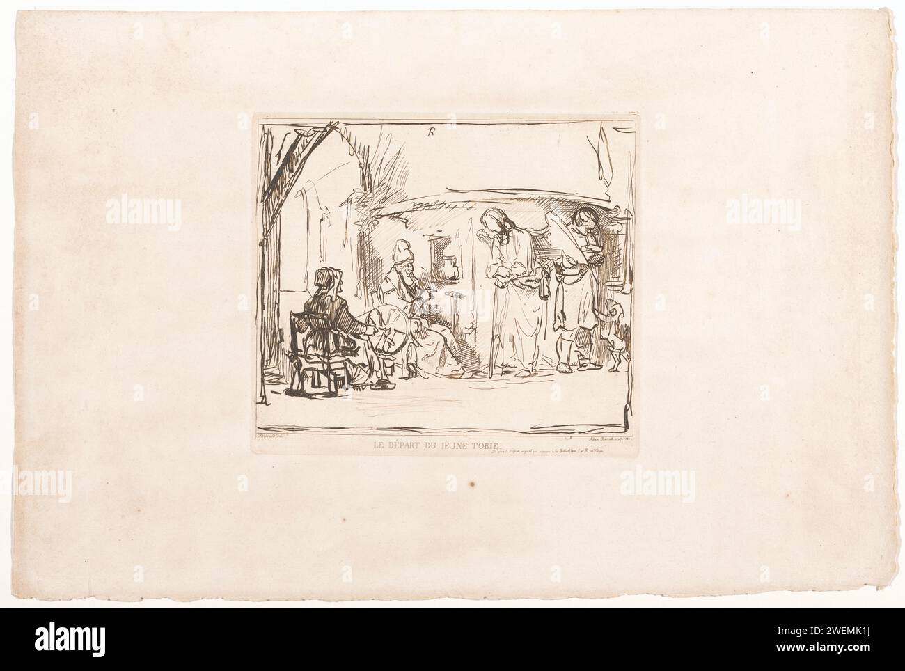 Departure of Tobias and De Engel, Adam von Bartsch, after Rembrandt van ...