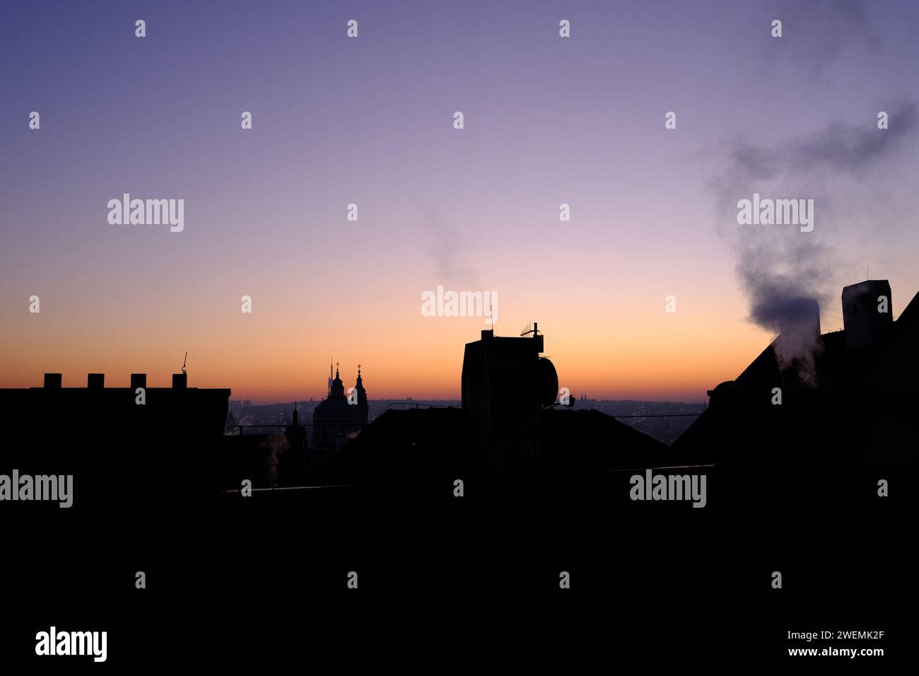 Smoke from chimneys over prague hi-res stock photography and images - Alamy