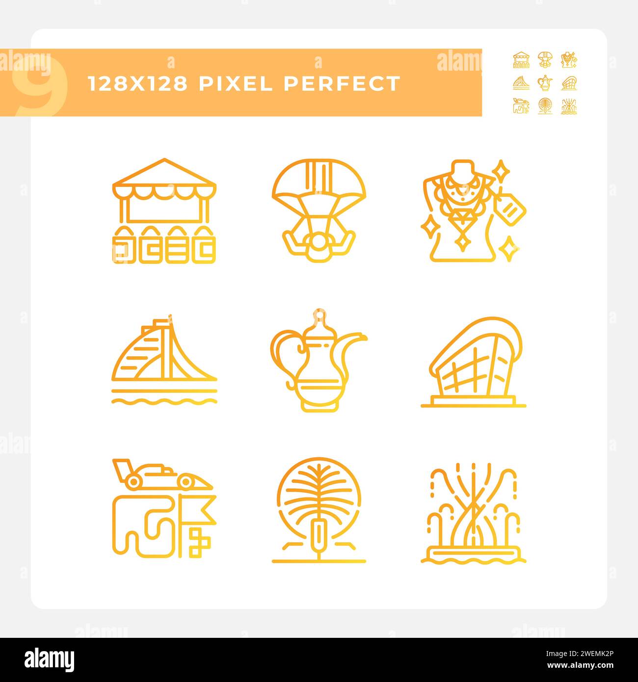 Arabian luxury lifestyle gradient linear vector icons set Stock Vector Image & Art - Alamy