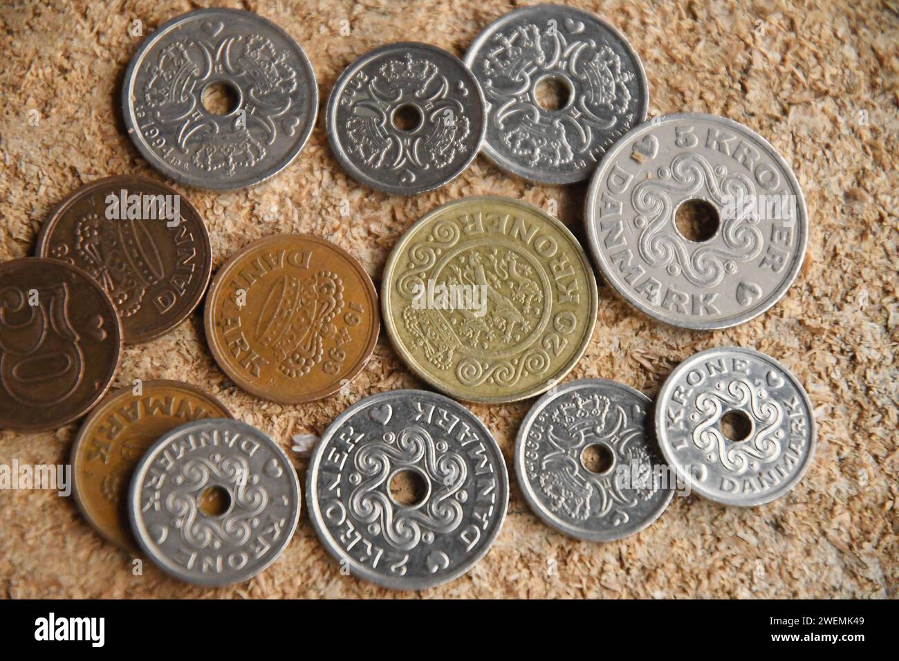 Copenhagen, Denmark /26 January 2024/. Danish kroner currency coins in danish capital. (Photo ...