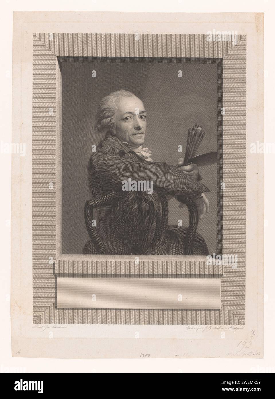 Portrait van Anton Graff, Johann Gotthard Müller, after Anton Graff ...