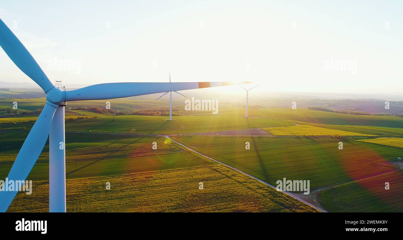 Wind turbine blades spinning aerial hi-res stock photography and images ...