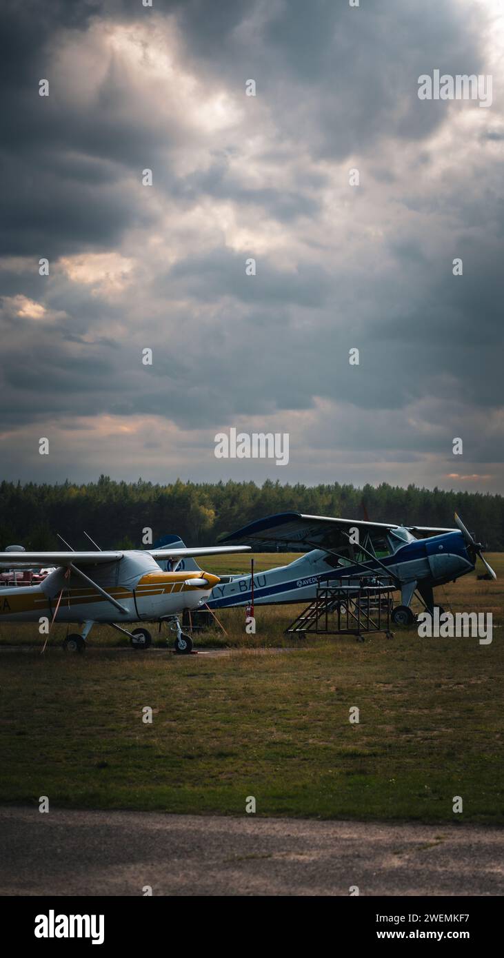 Two planes in a field Stock Photo - Alamy