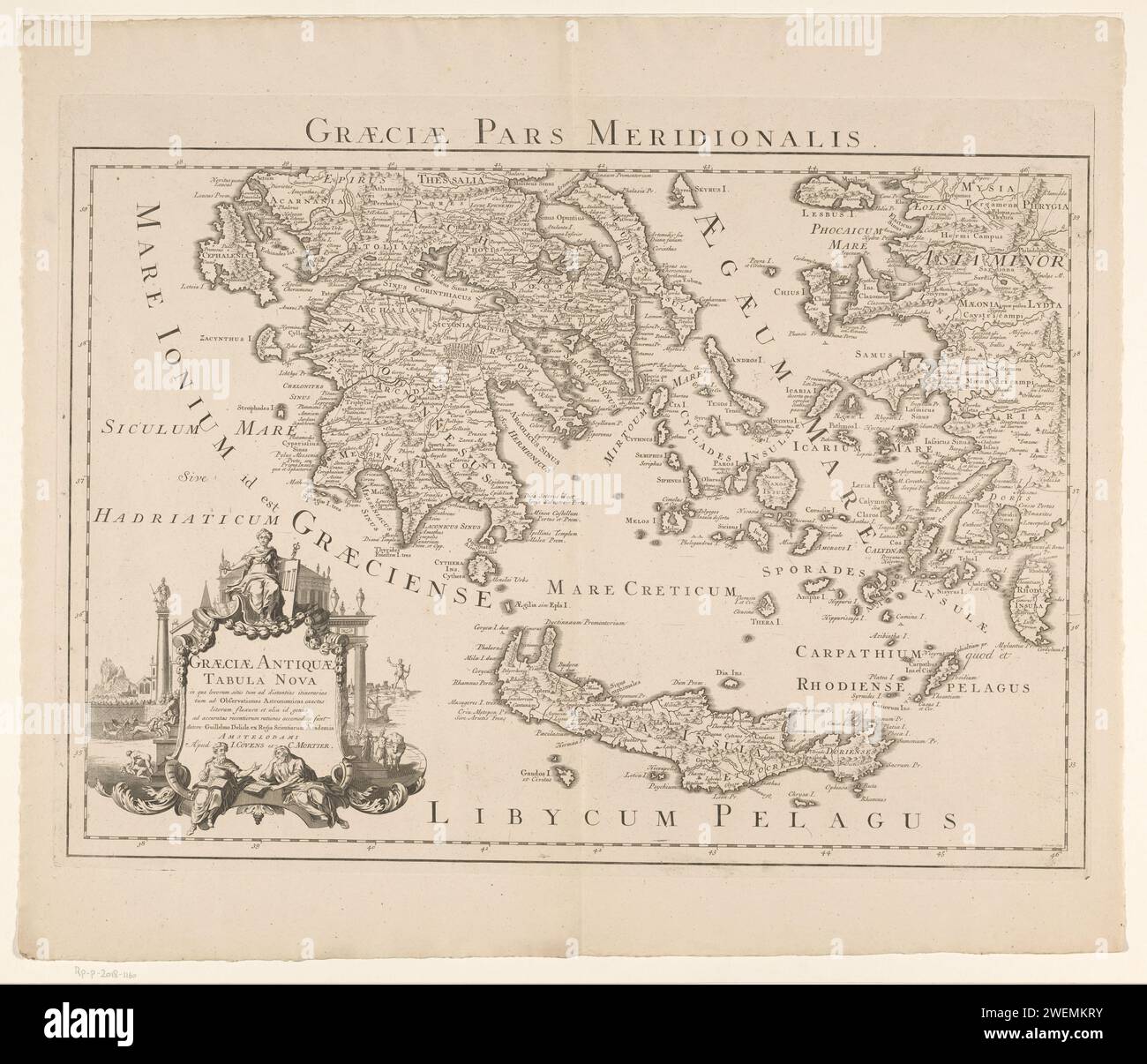Map of southern Greece, Johannes Condet, 1721 - 1774 print paper ...
