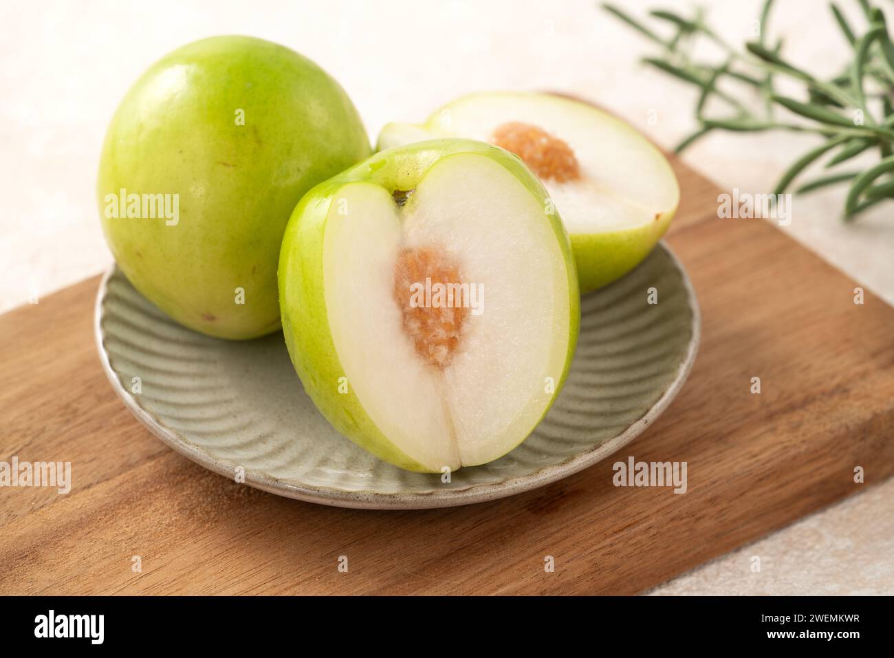 Fresh juicy delicious Taiwanese Milk Indian Jujube fruit in a basket on ...