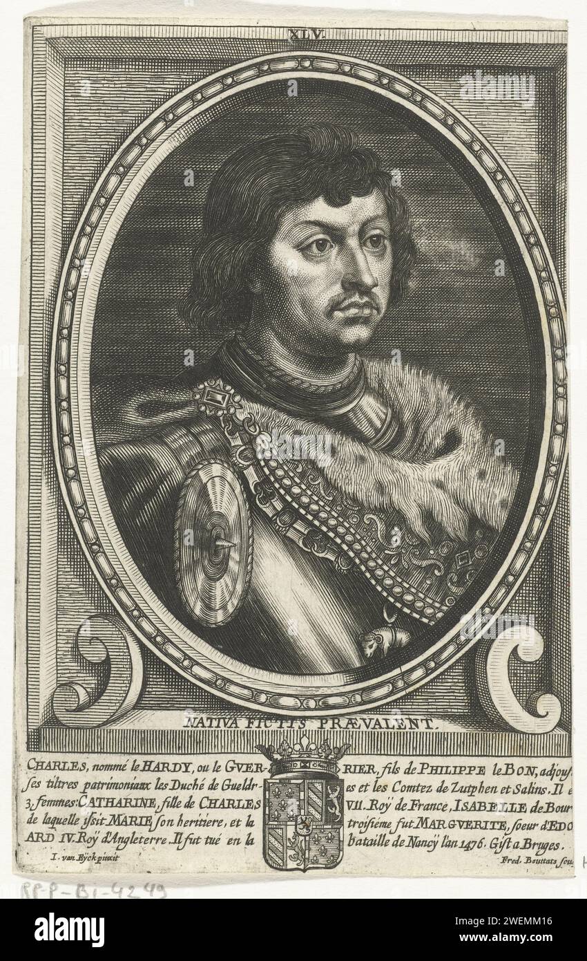 Portrait of Karel de Stoute, Frederik Bouttats (I), After Jan van Eyck ...