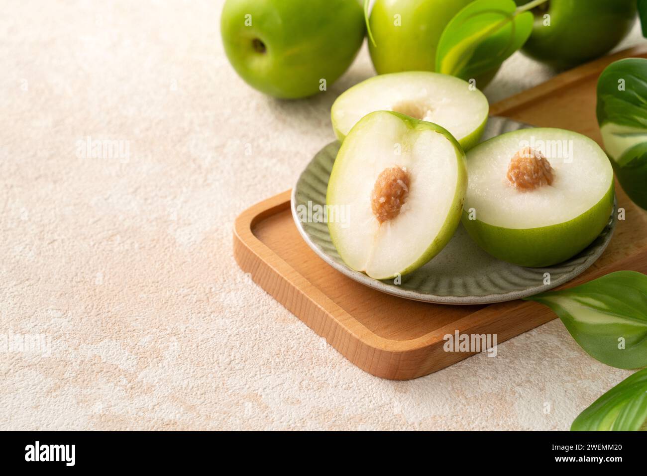 Fresh juicy delicious Taiwanese Milk Indian Jujube fruit in a basket on ...
