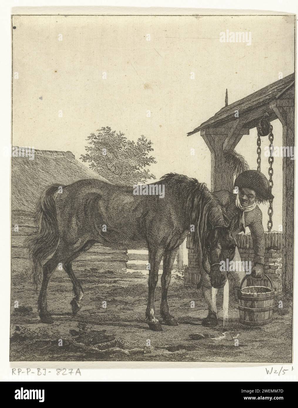 A man and a horse at a well, Joannes Bemme, after Jan Anthonie ...