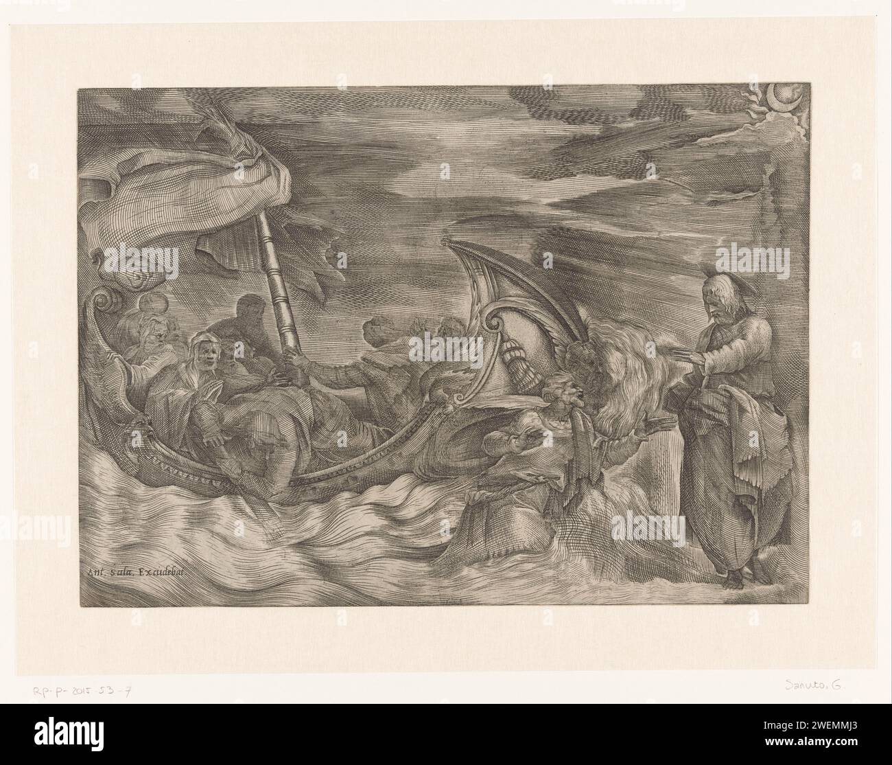 Christ walking over the water, 1548 print Christ walking over the water ...