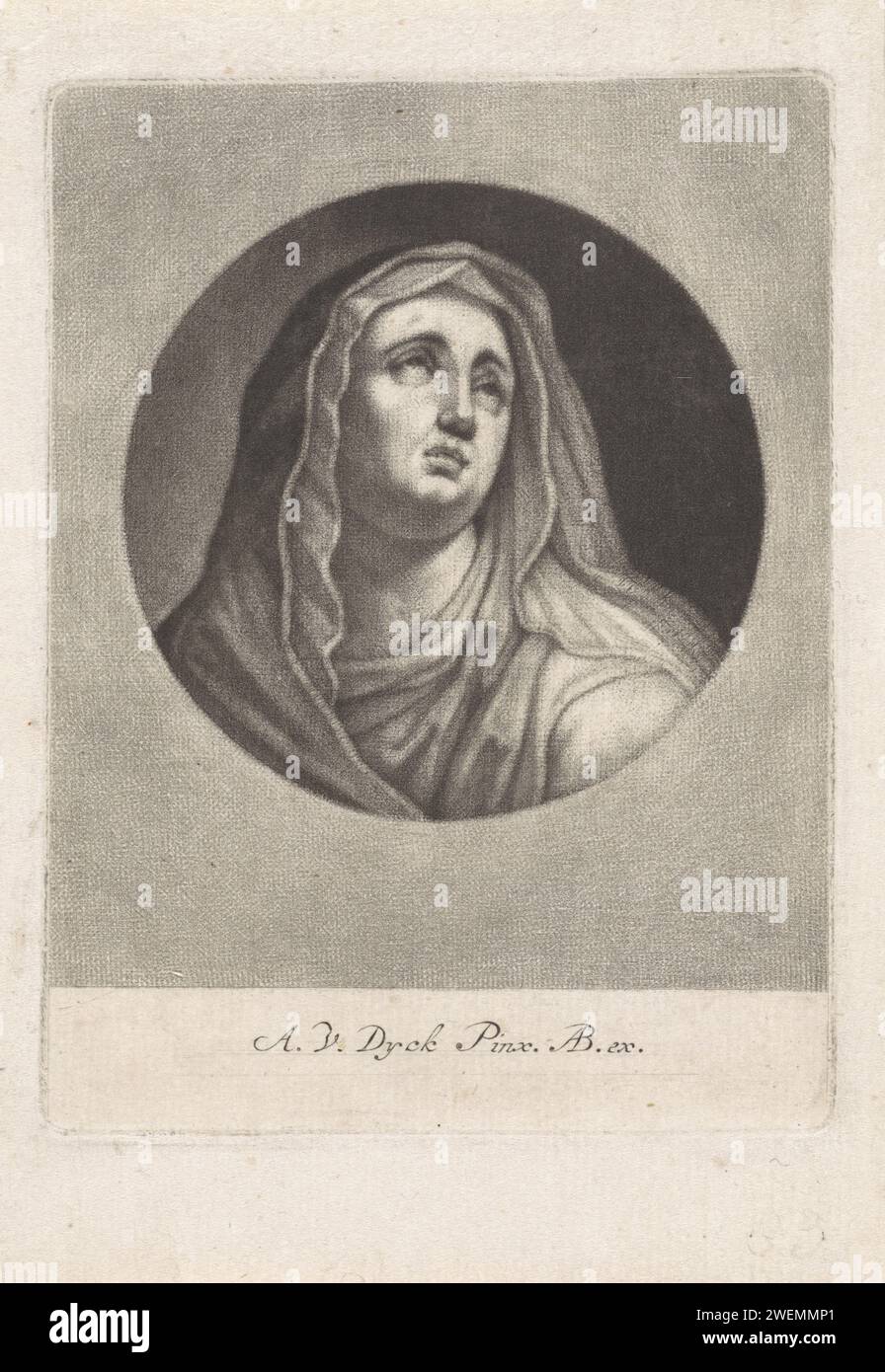 Mater Dolorosa with veil, Abraham Blotling, After Anthony Van Dyck ...