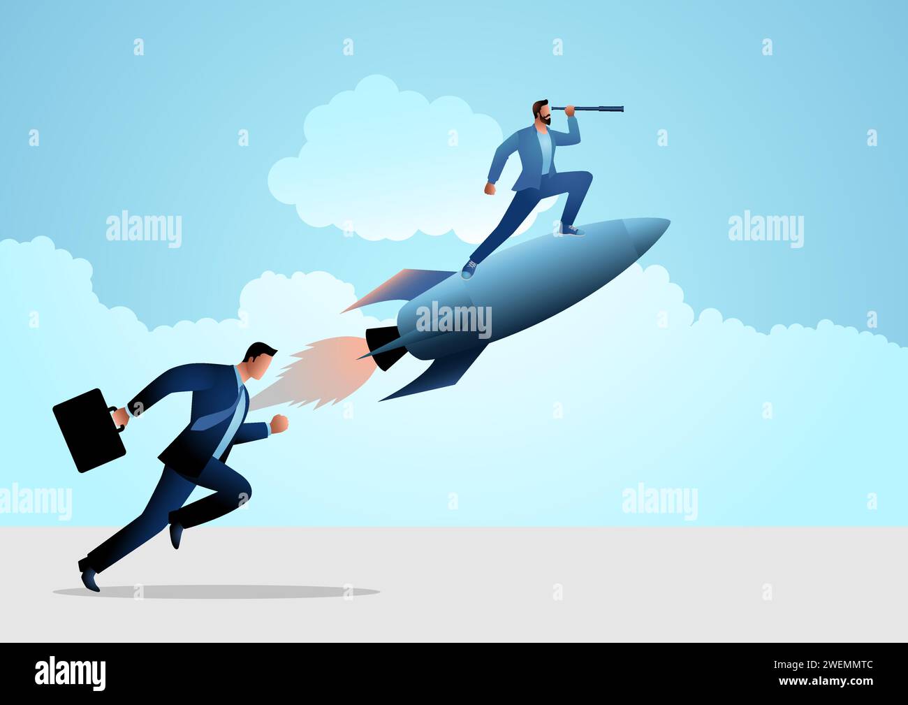 Business vector illustration of a running businessman racing with a man ...