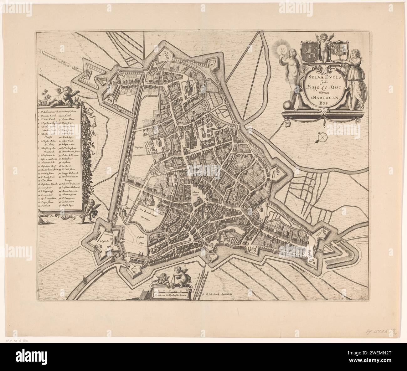 Map of 's -Hertogenbosch, Anonymous, 1698 - 1728 print Map of 's ...