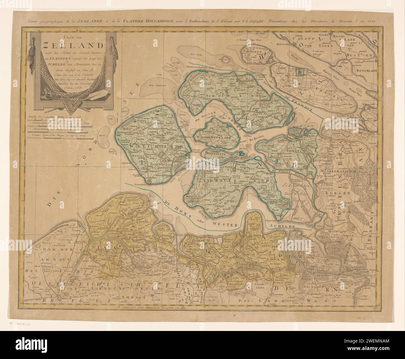 Map of Zeeland, Anonymous, 1785 print Along the top the French title ...