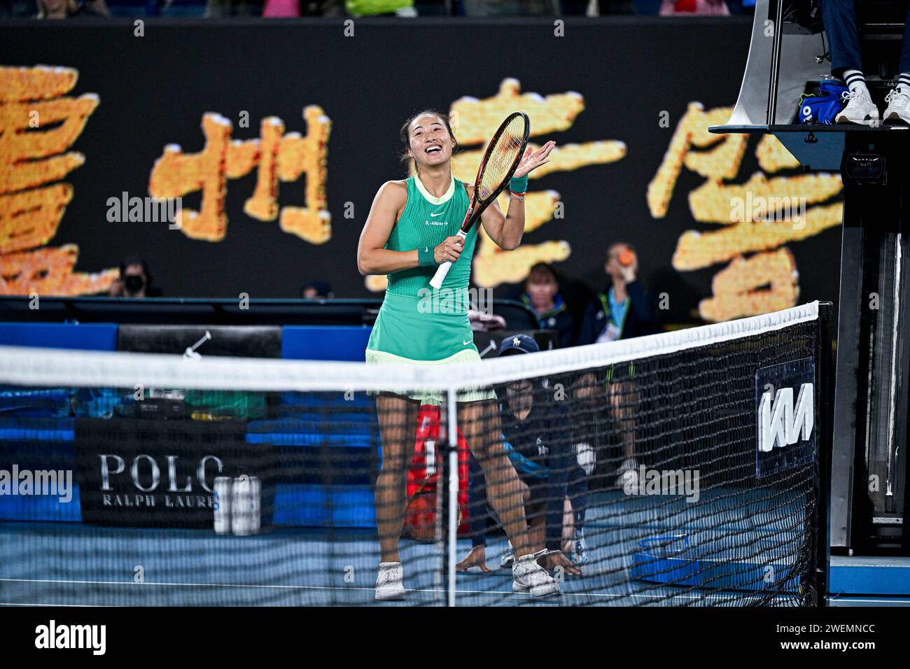 Melbourne, Australia. 25th Jan, 2024. Qinwen Zheng during the Australian Open AO 2024 Grand Slam ...