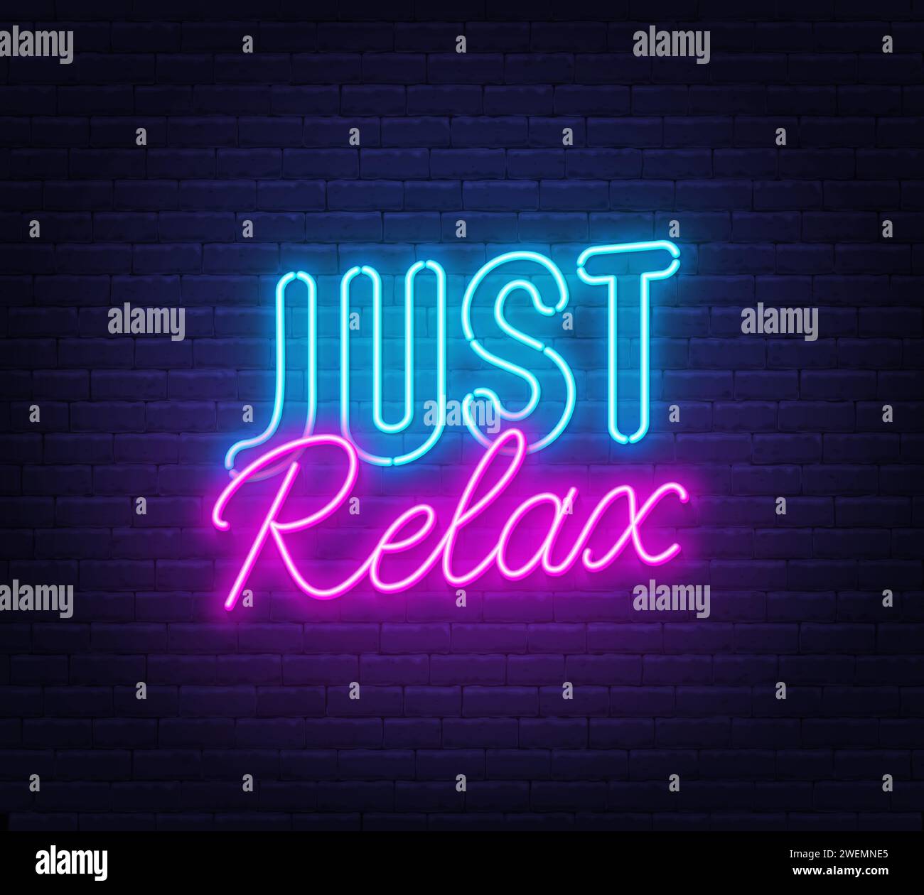 Just Relax neon lettering on brick wall background Stock Vector Image ...