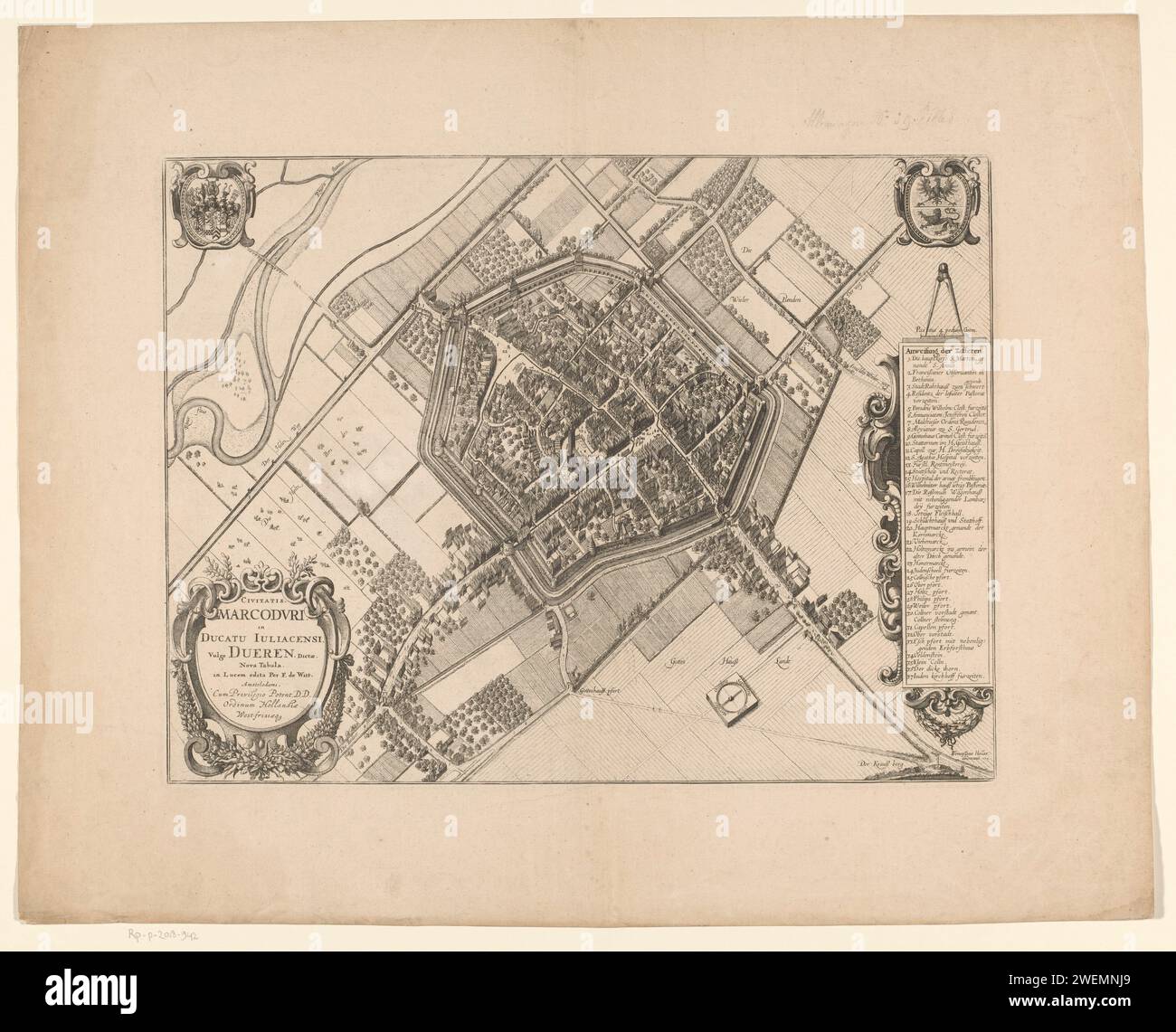 Map of Düren, Anonymous, After Wenceslaus Hollar, 1690 - 1728 print ...