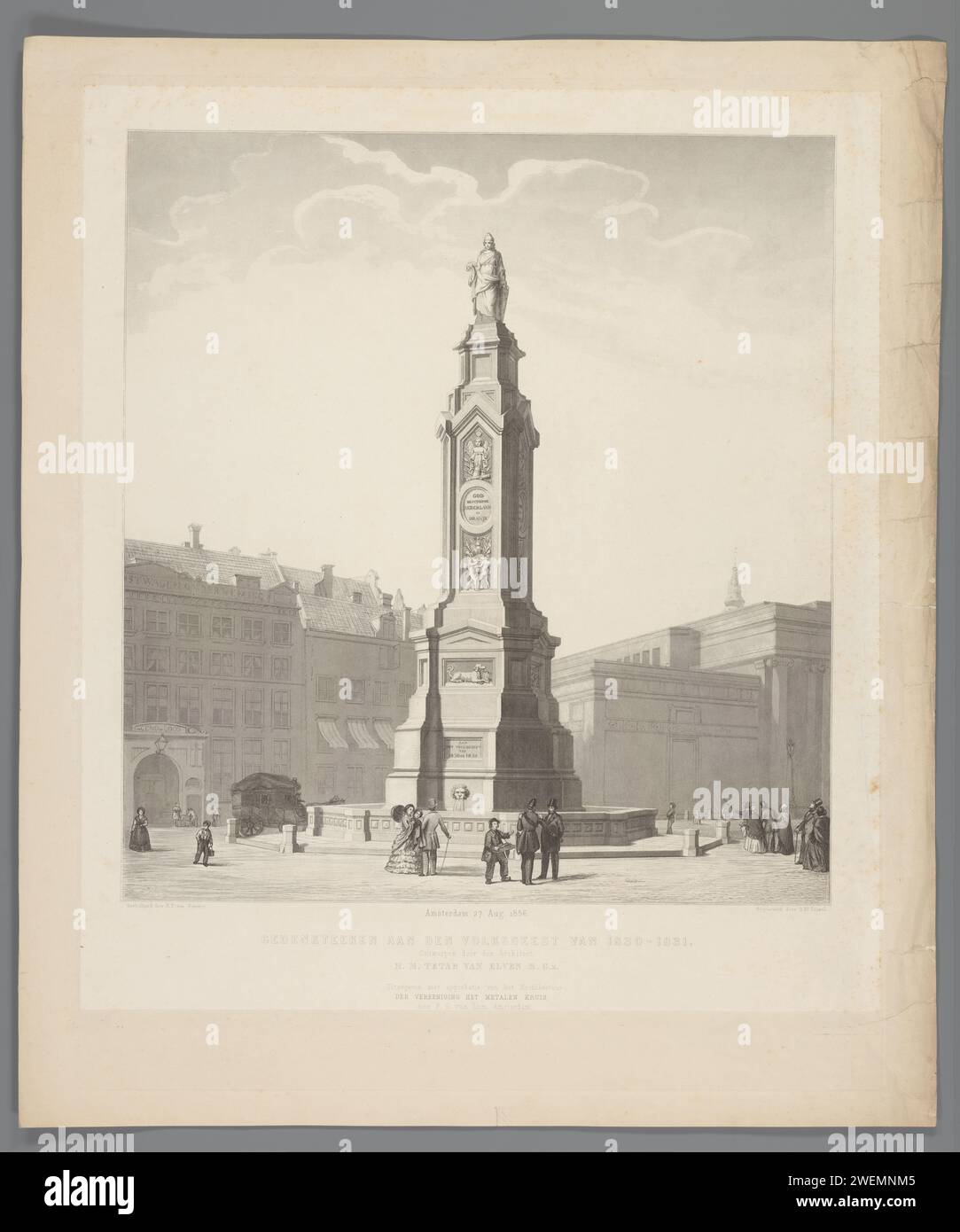 Memorial on the Volksgeest, Edouard Taurel, 1856 print Monument to the Volksgeest from 1830-1831 ...