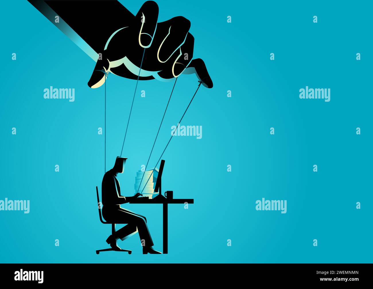 Business concept illustration of businessman working and being ...