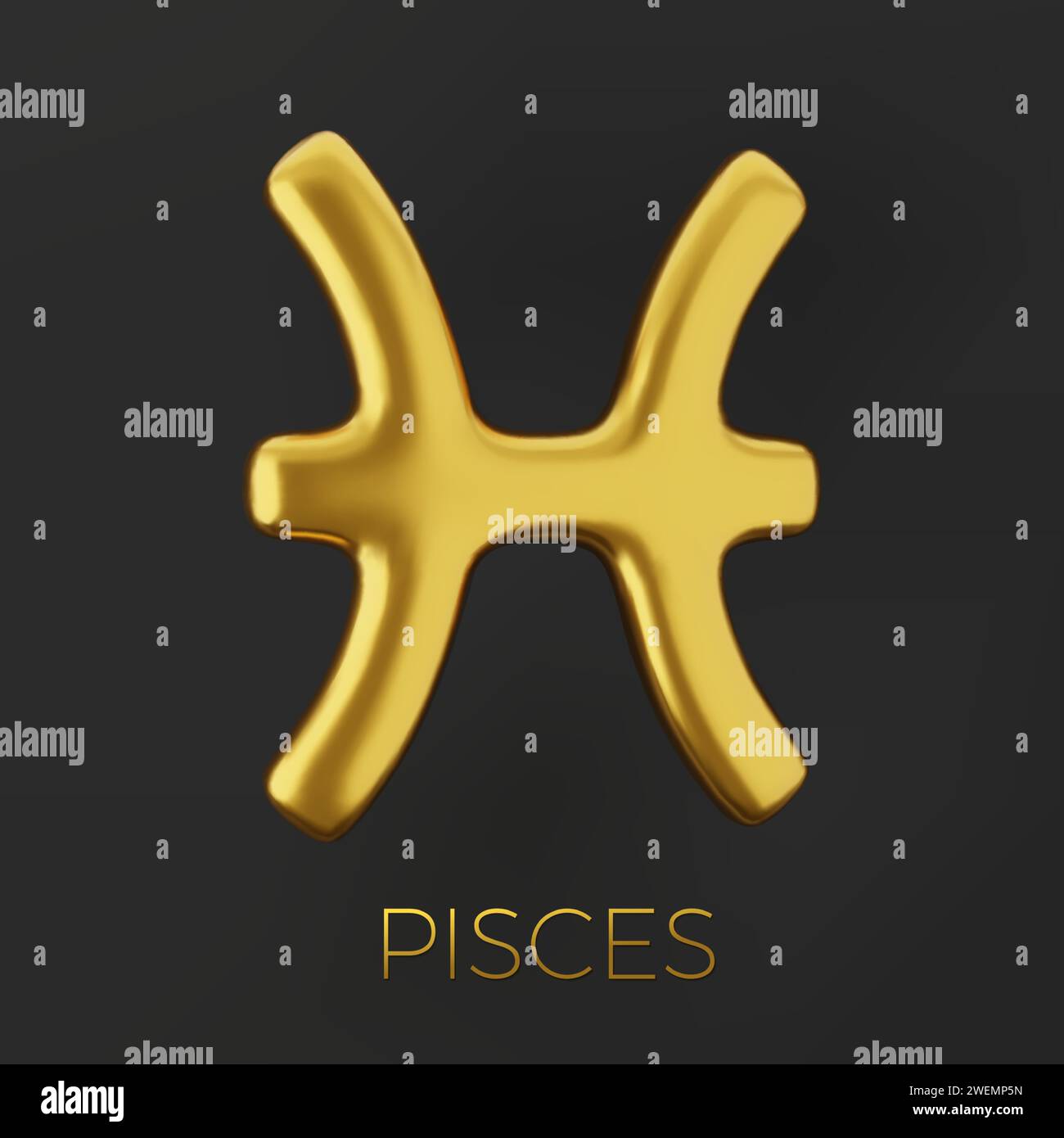3d golden zodiac sign Pisces on a dark background Stock Vector Image ...
