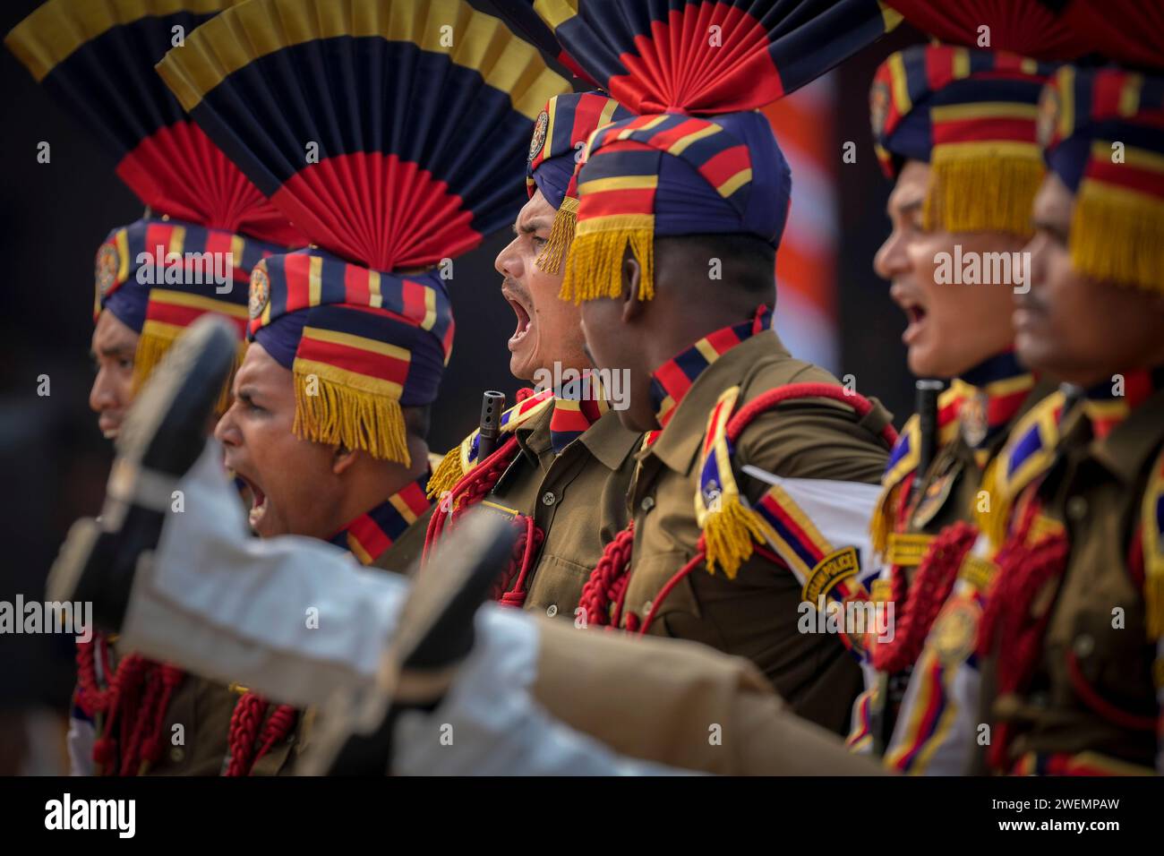 Assam police battalion march during the Republic Day parade in Guwahati ...