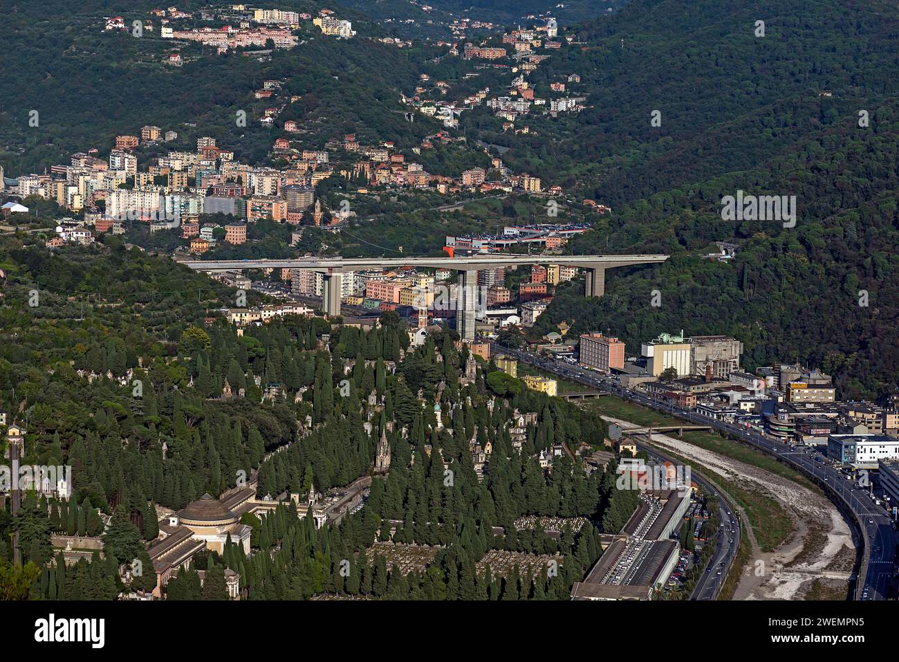 View from the Granarolo onto the Polcevera valley between the ...