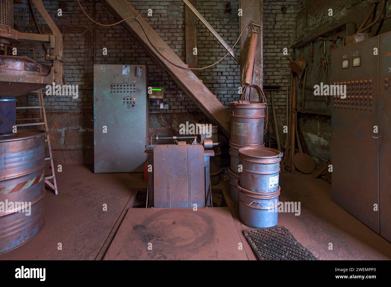 Bronze powder production room with scales in a metal powder mill ...