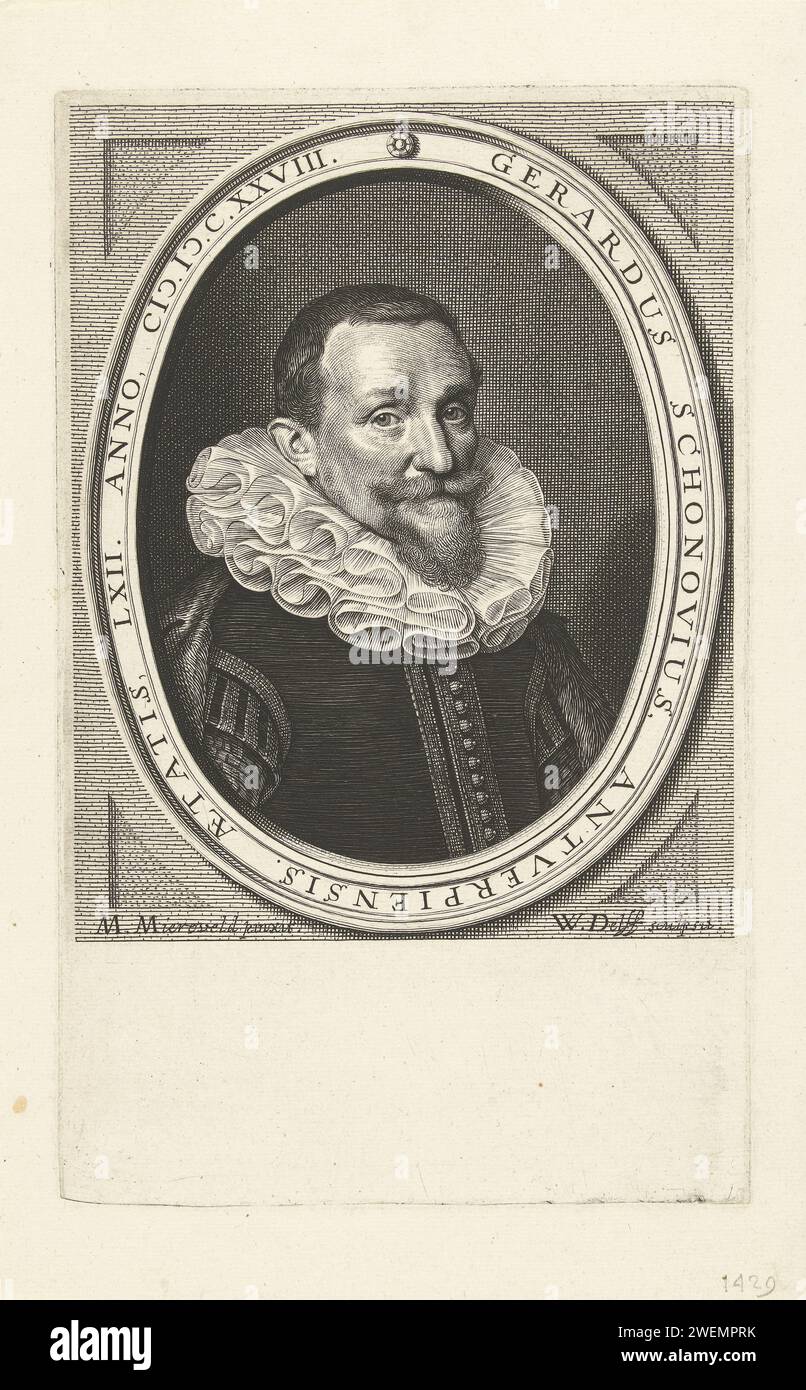 Portrait of Gerardus Schonovius, Willem Jacobsz Delff, after Michiel ...