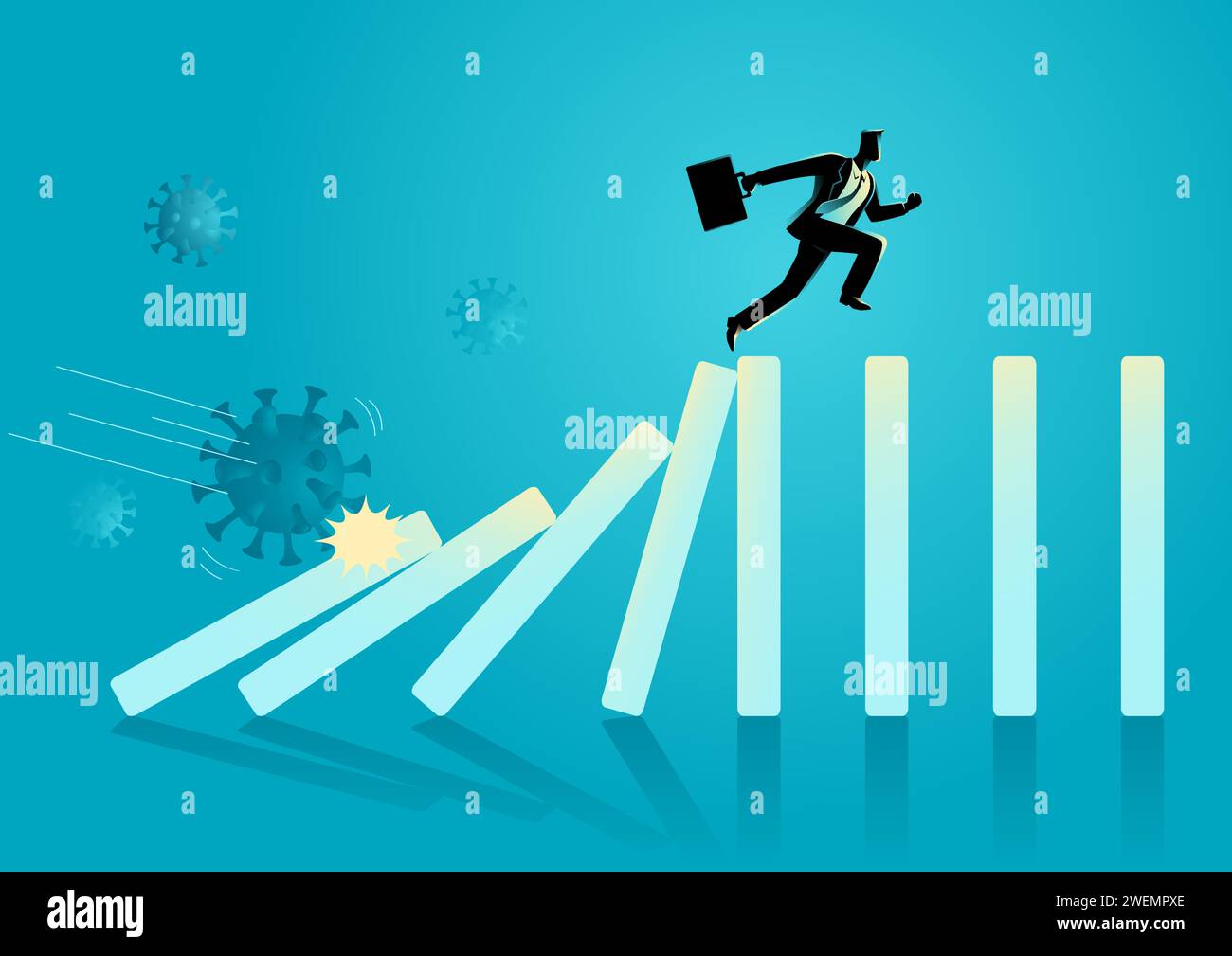 Business concept vector illustration of a businessman running to avoid ...
