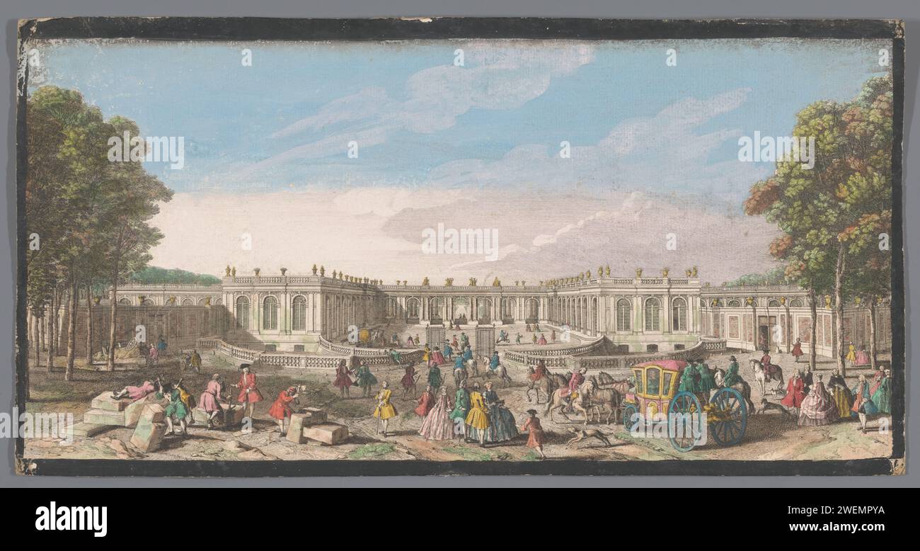 View of the front of the Grand Trianon in the garden of Versailles ...