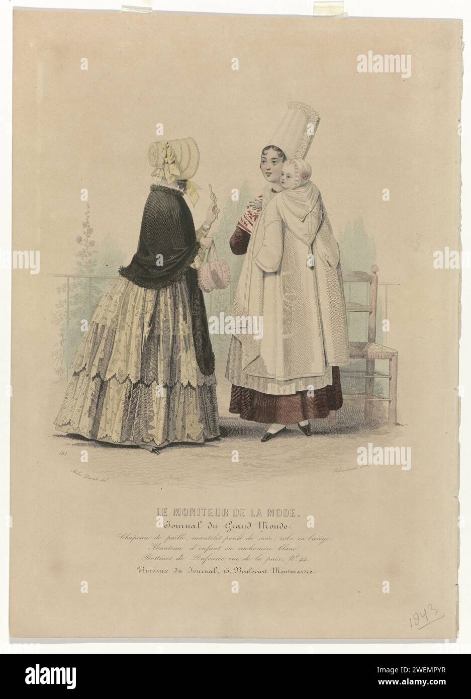 The fashion monitor, 1843, No. 6: Paille hat (...), 1843 Woman with a ...