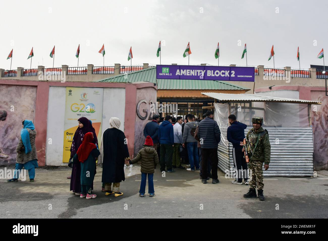 Visitors enter Bakshi Stadium, the main venue of India's Republic Day ...