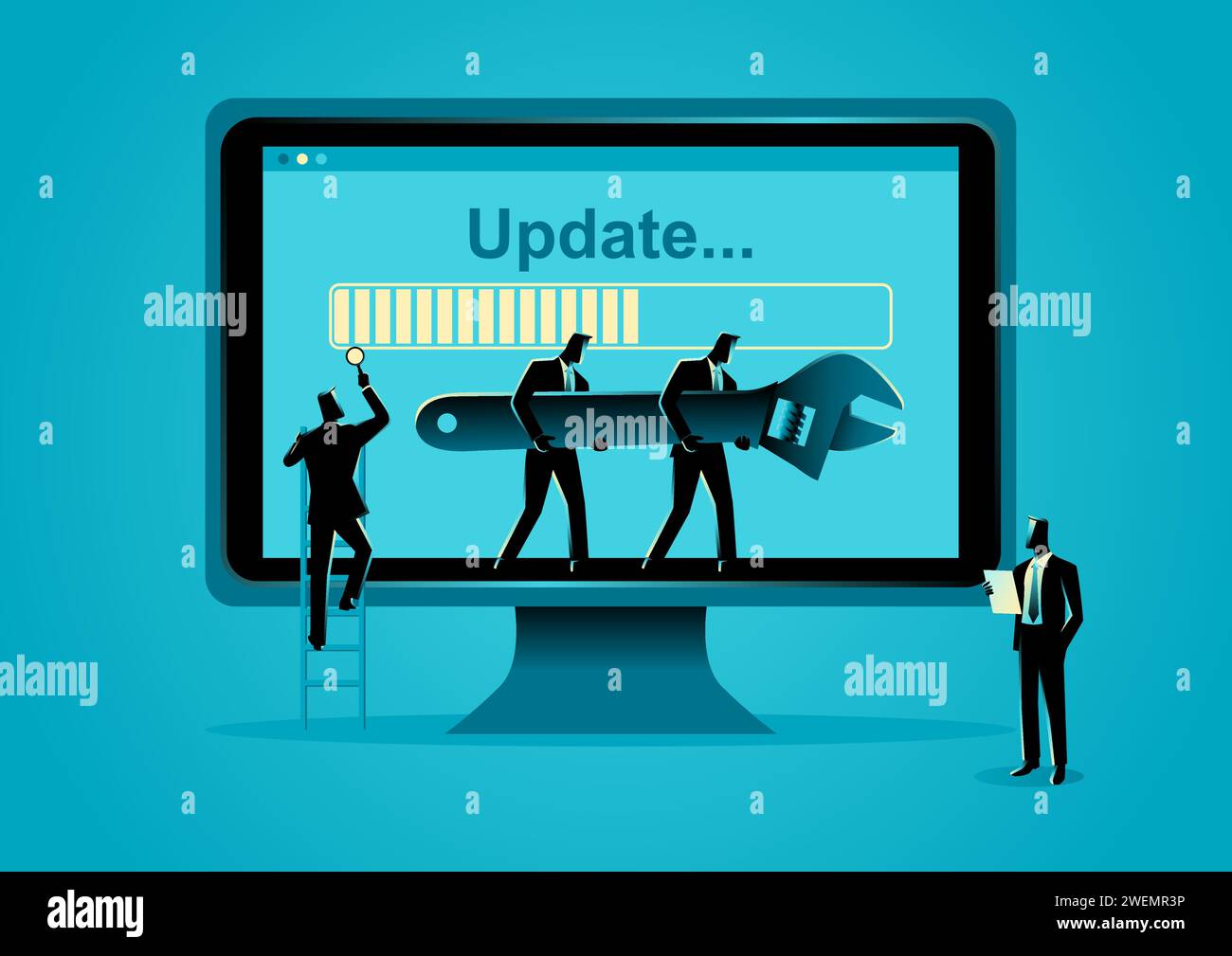 Business concept vector illustration of businessmen working together to ...