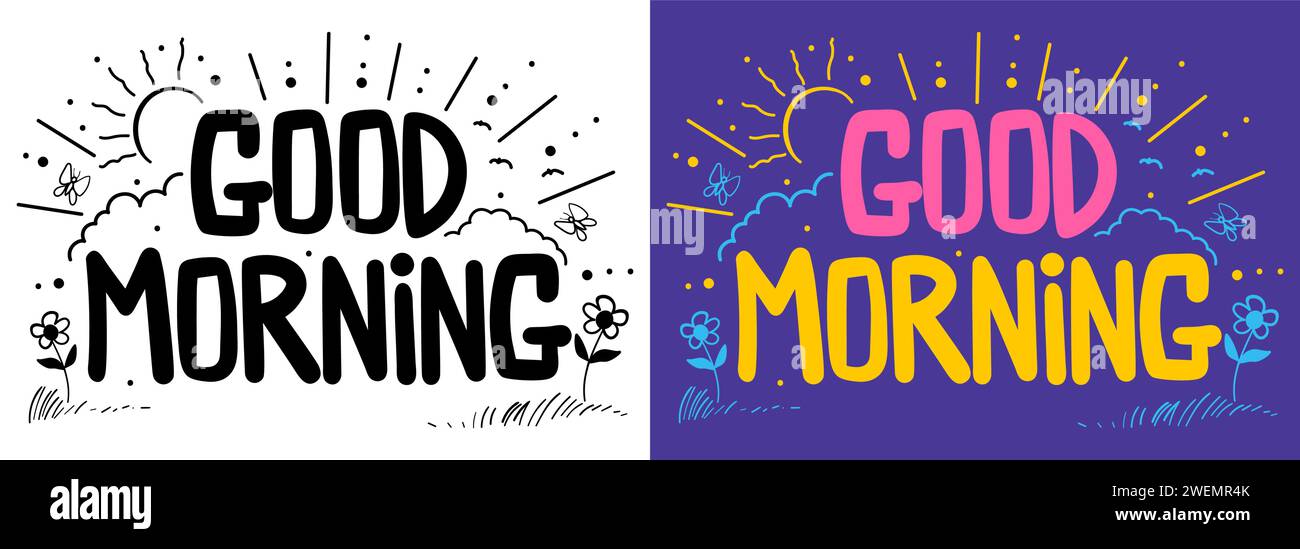 Good morning text Stock Vector Images - Alamy