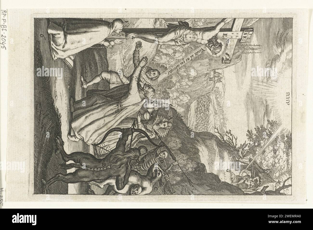 Emblem with men who resort to the Christian faith and turn away from ...