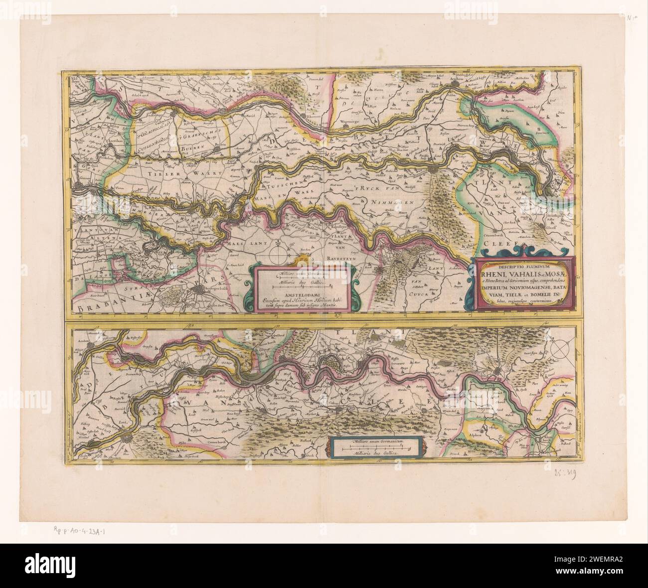 Map of a part of the course of the Rhine, De Waal and the Maas ...