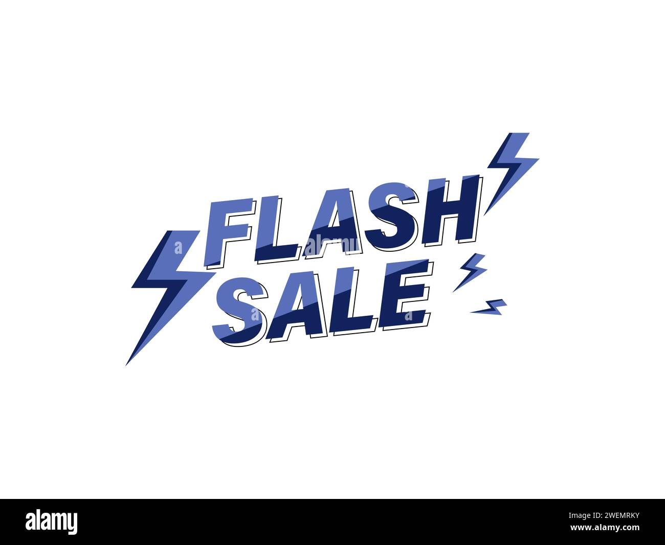 Dynamic typography of 'Flash Sale' with blue color and lightning bolts ...