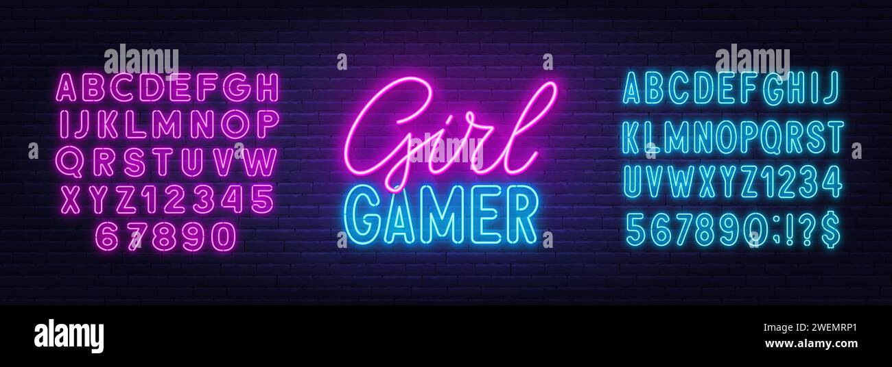 Girl Gamer neon sign on brick wall background Stock Vector Image & Art ...