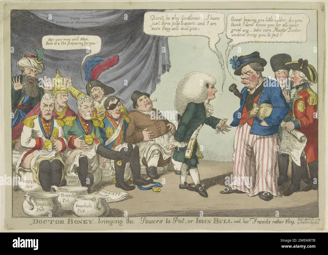 Doctor Napoleon puts the European princes on the pot, 1808, Charles ...