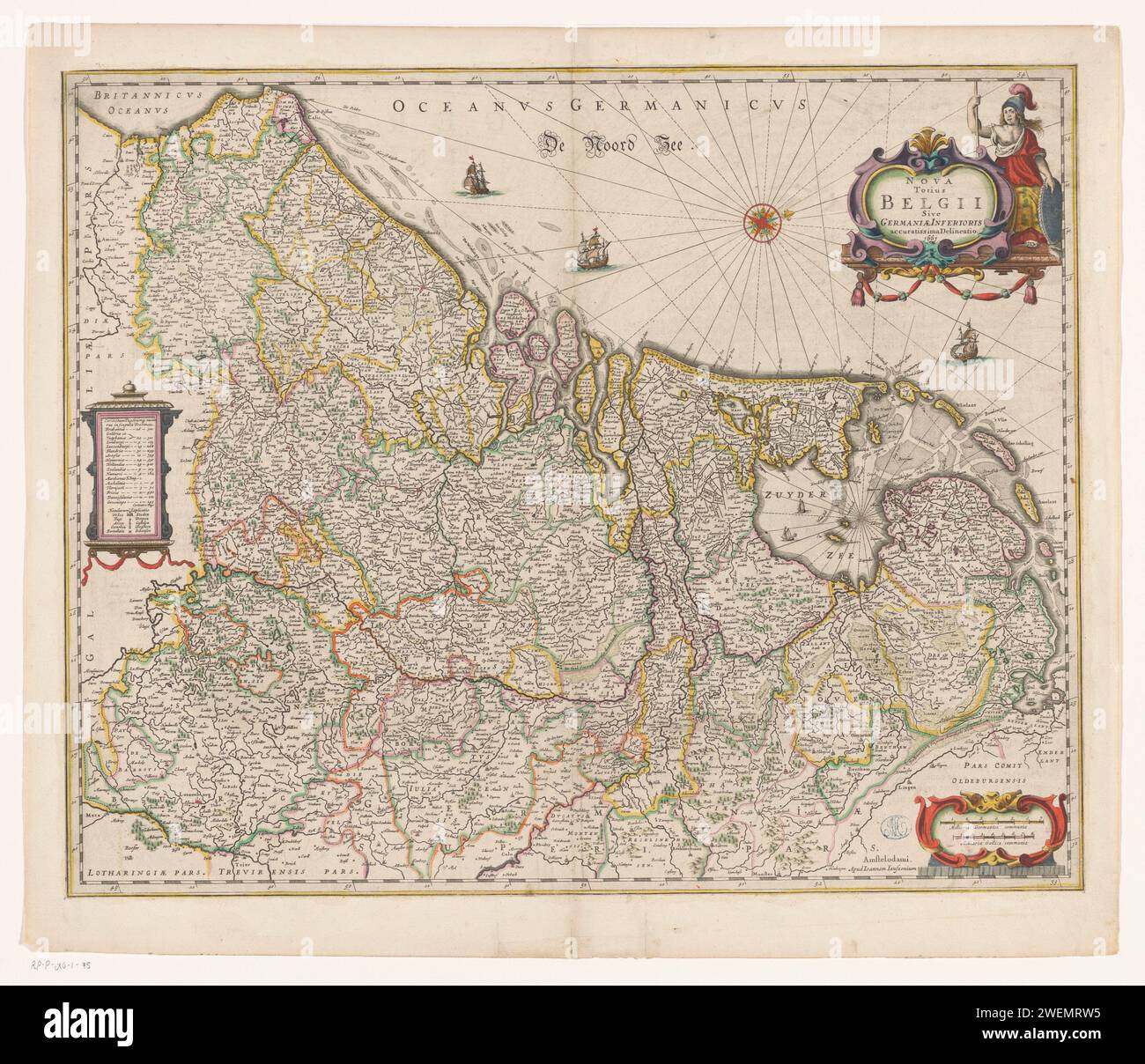 Map of the seventeen provinces, in or after 1666 print On the left a ...