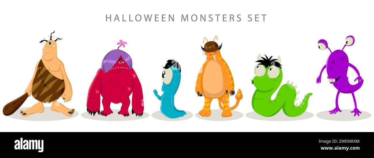 Simple flat vector illustration of monsters for Halloween Stock Vector ...