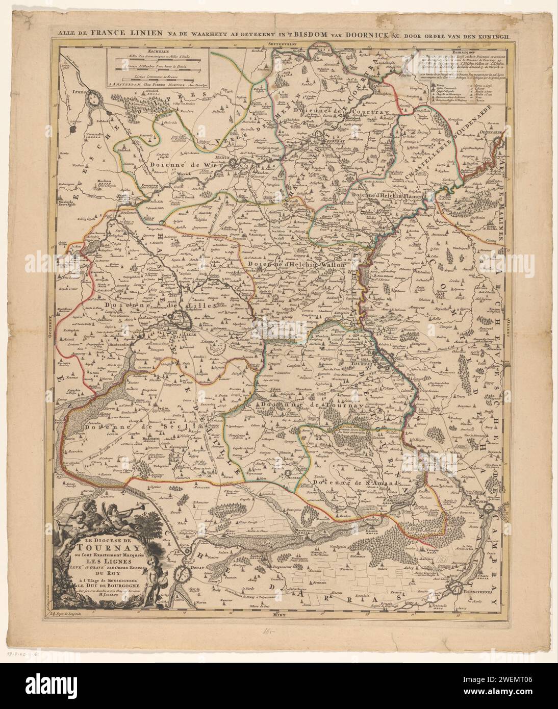 Map of the diocese of Tournai, Anonymous, 1697 - 1719 print Map of the ...
