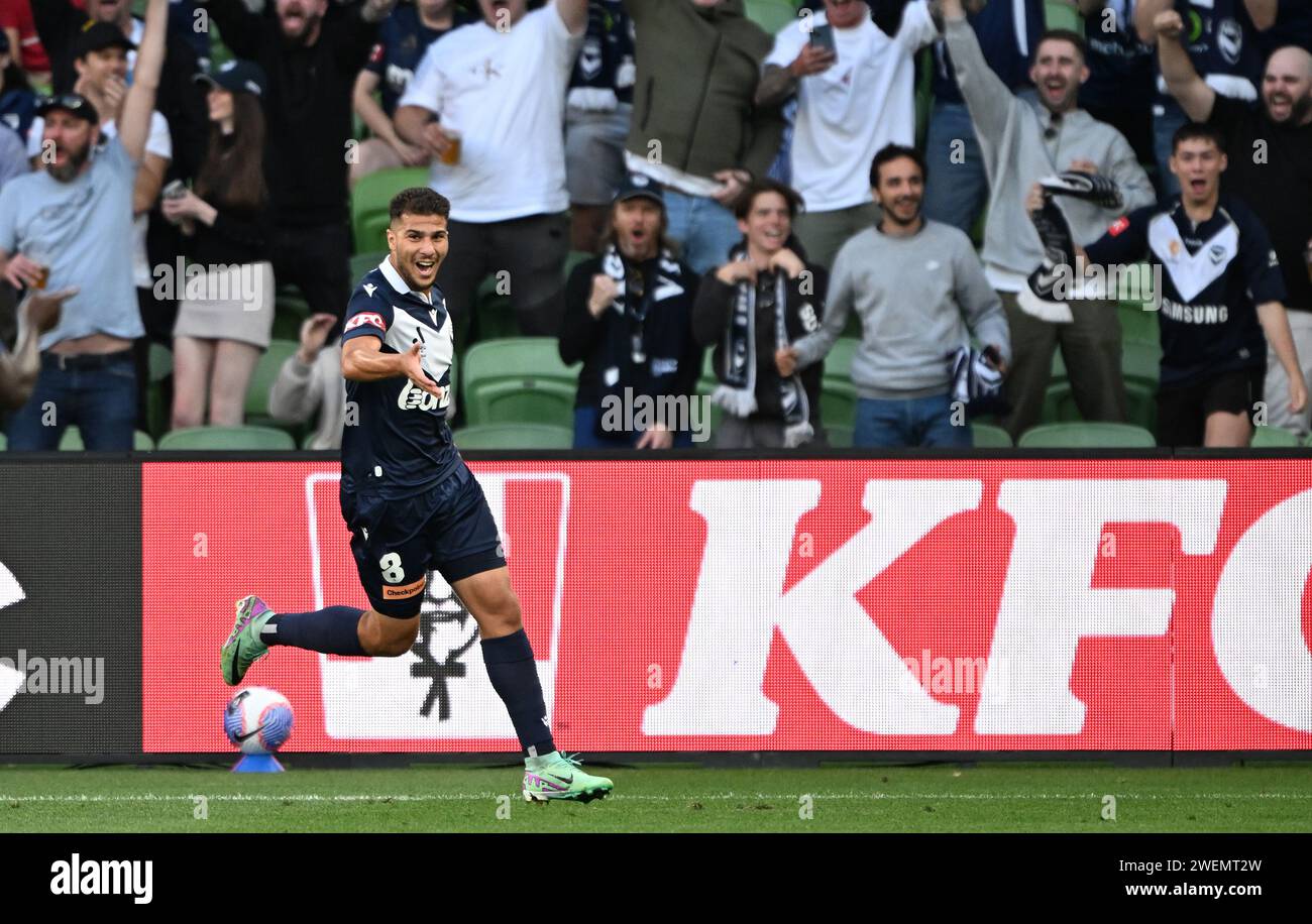 Melbourne, Australia. 26th Jan, 2024. Zinedine Machach of Melbourne ...
